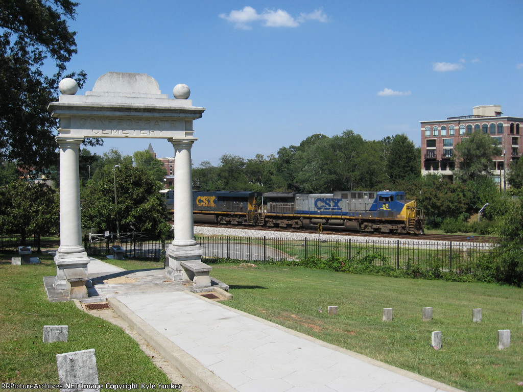 SB freight Q541 rolling past the Confederate Cemetery